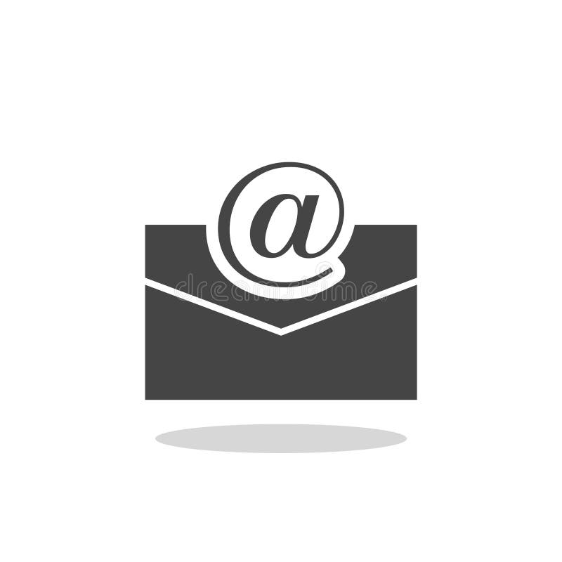 Mail Icon, Envelope with Email Sign Shadow Stock Vector - Illustration ...