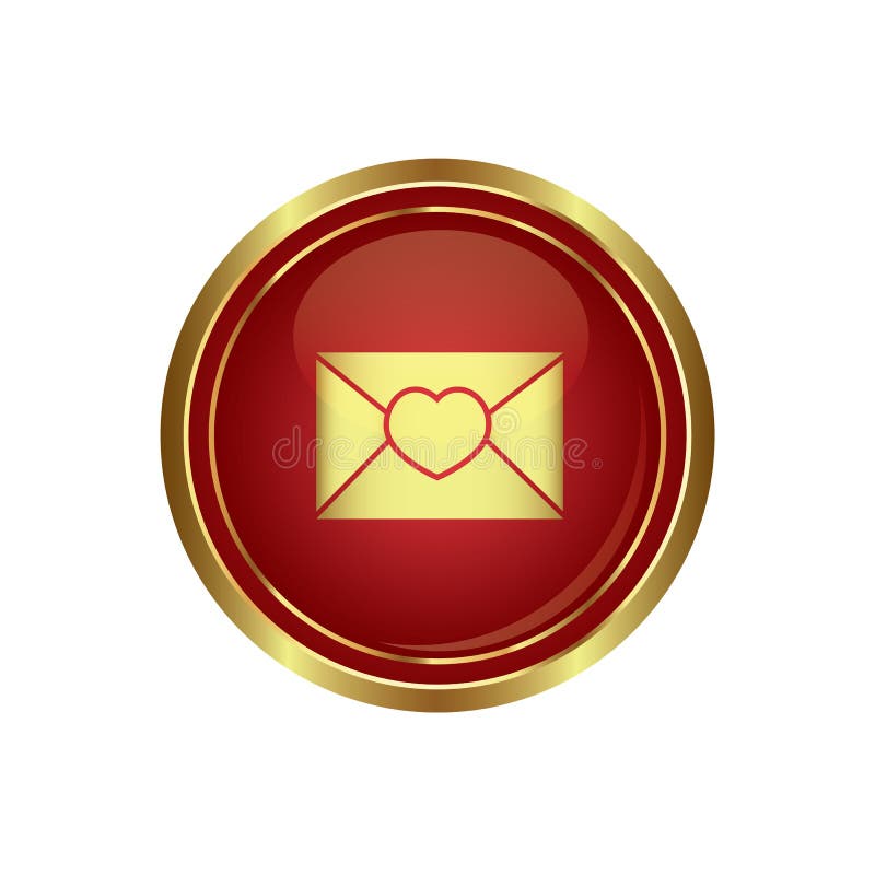 Mail Icon with Heart on the Button Stock Vector - Illustration of love ...