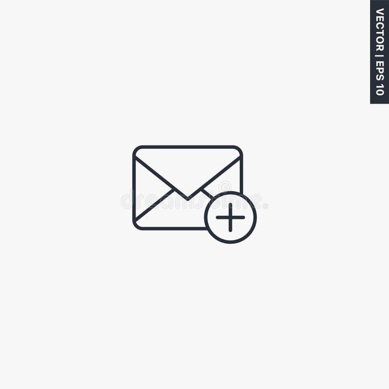Mail Icon and New, Plus, Linear Style Sign for Mobile Concept and Web ...