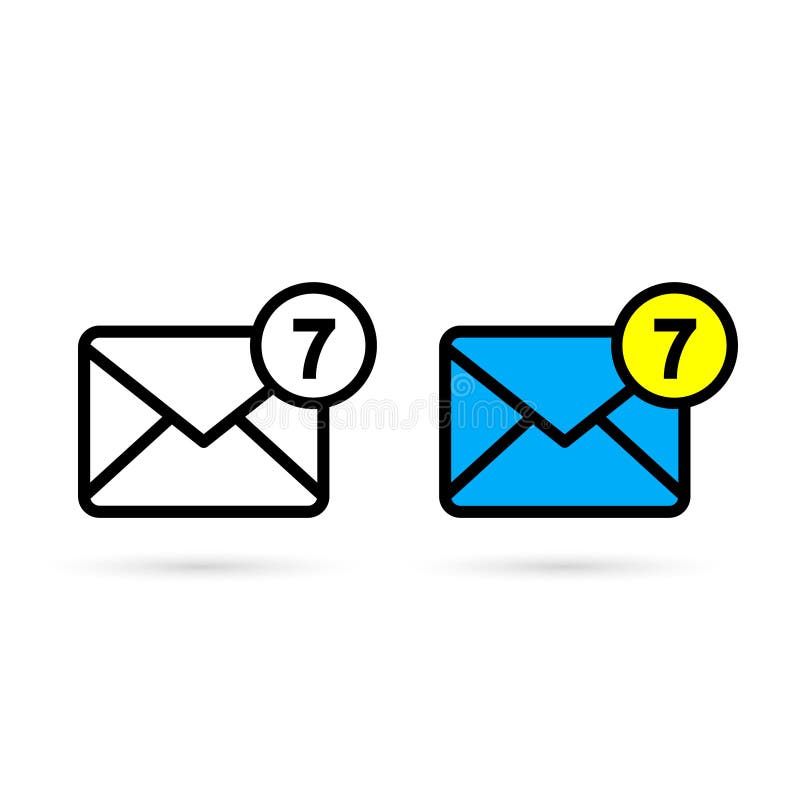 Mail Icon with Notification. Vector Isolated Flat Style Symbol Stock ...