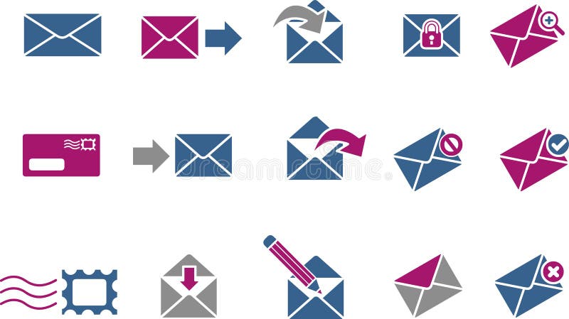 Mail Icon Set stock vector. Illustration of zoom, forward - 9853869