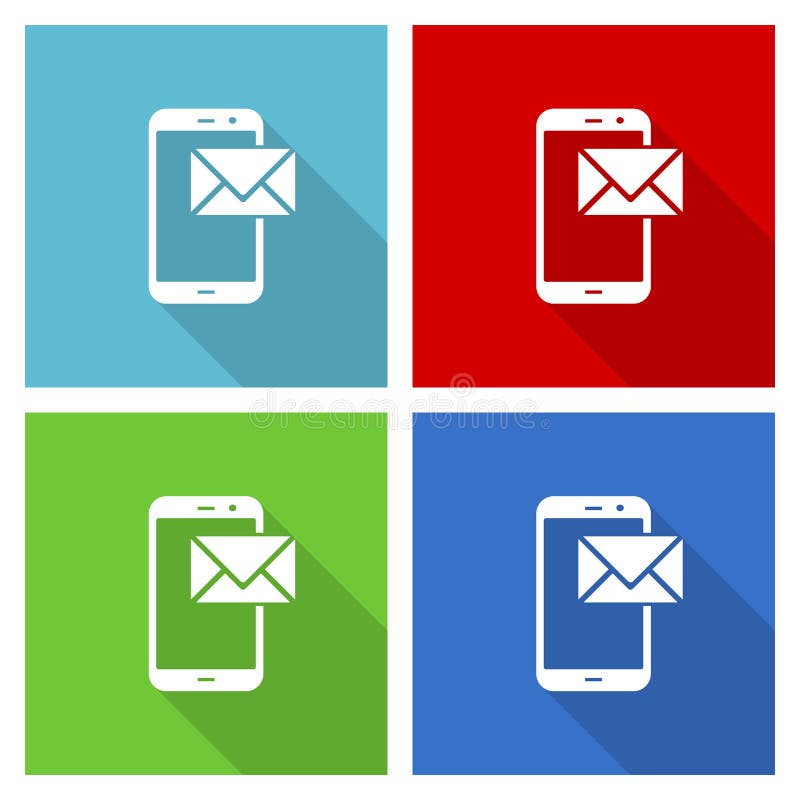 Mail Icon Set, Flat Design Vector Illustration in Eps 10 for Webdesign ...
