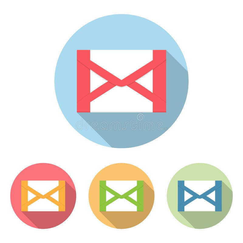 Mail Icon Set in Flat Style. Vector Illustration Stock Illustration ...