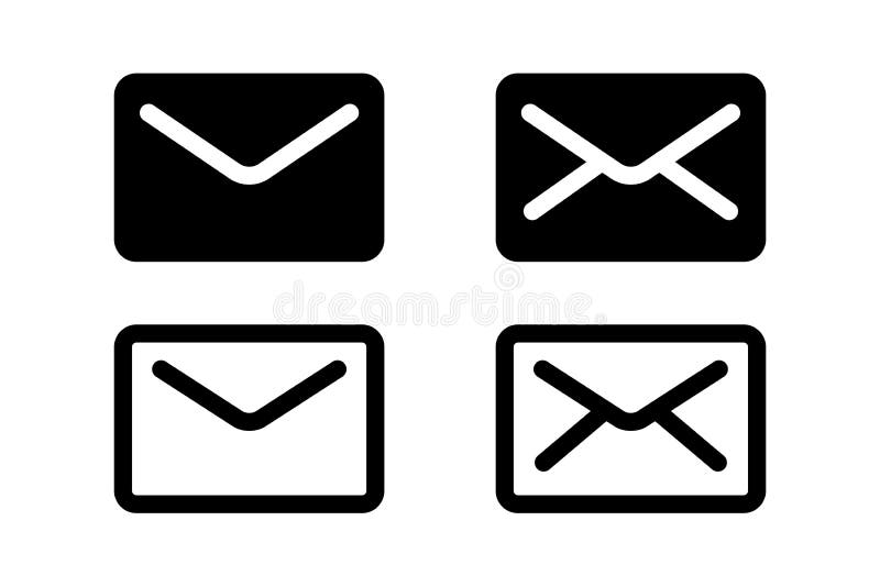 Mail Icon Set. Outline Envelope. Email Symbol. Glyph Message. Contact ...