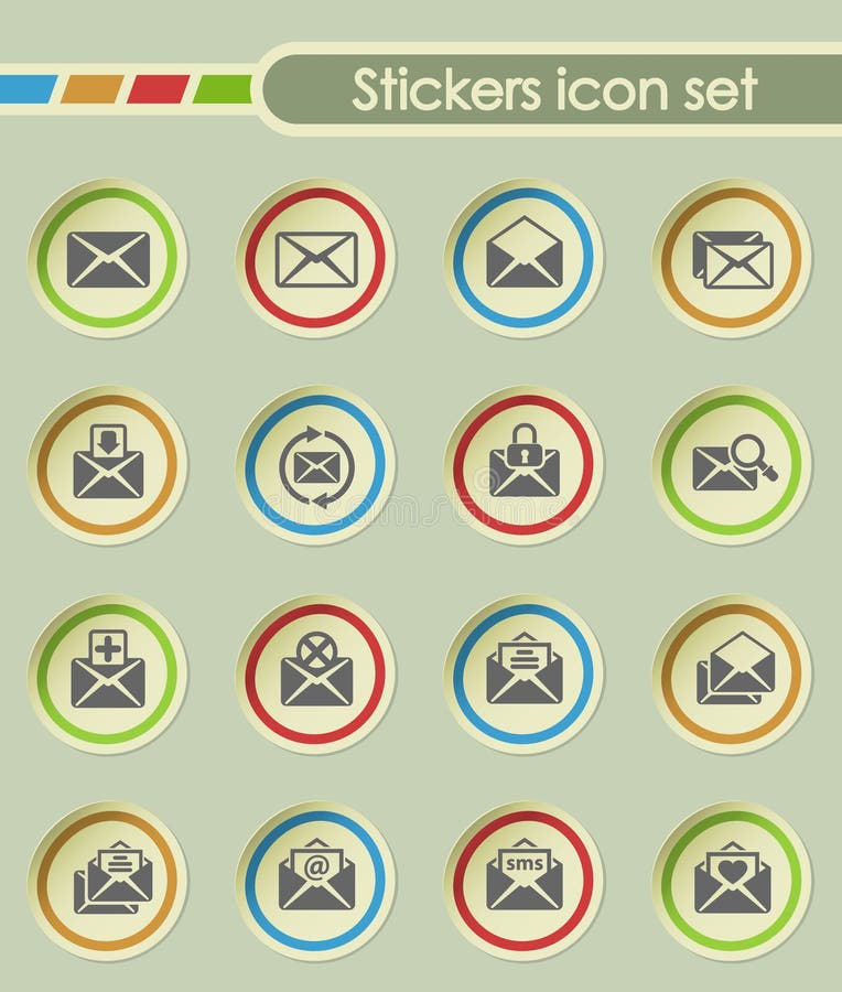 Mail icon set stock vector. Illustration of symbol, round - 240371117