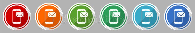 Mail Icon Set, Vector Illustration in 6 Colors Options for Webdesign ...