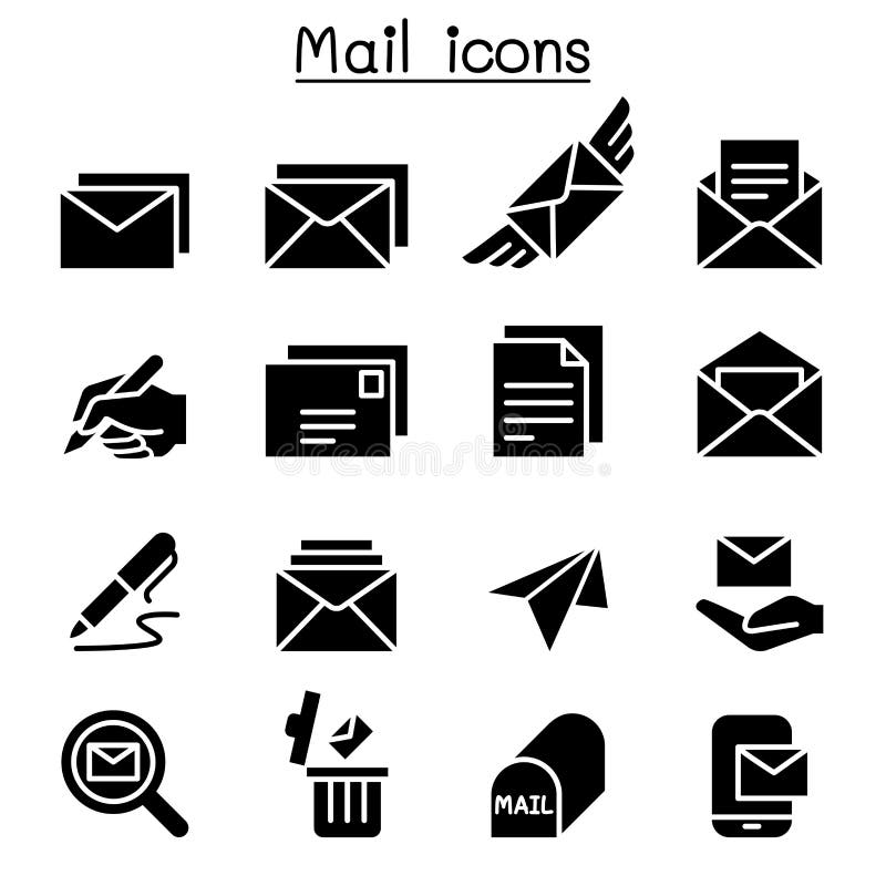 Mail icon set vector stock vector. Illustration of envelope - 104489899