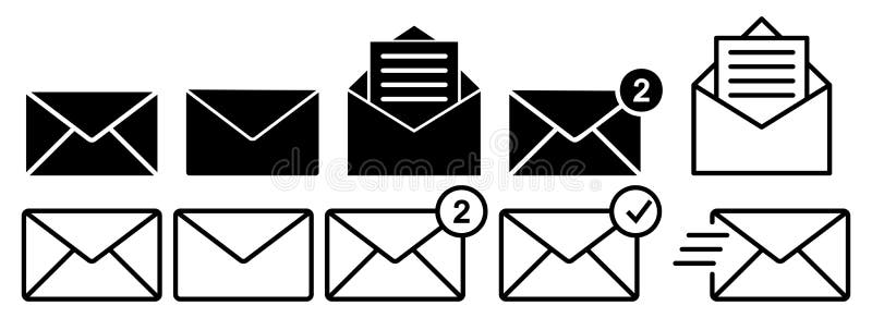Mail icon set stock illustration. Illustration of send - 246256397