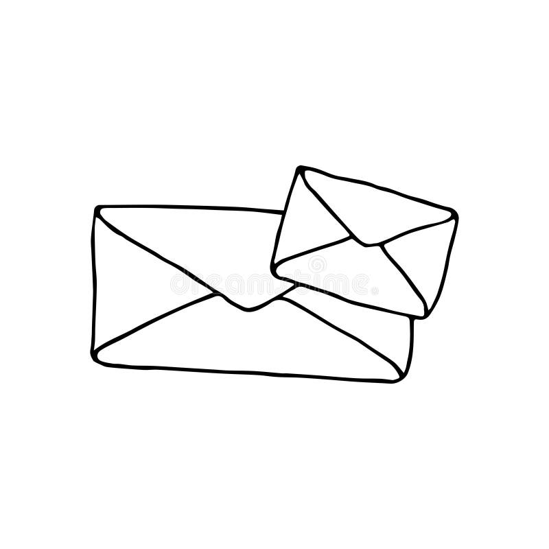 Mail Icon, Stack Closed Envelopes, Email Symbol. Sketch Letter Stock ...