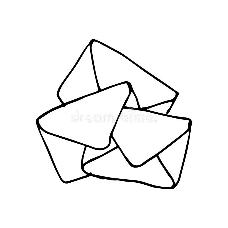 Mail Icon, Stack Closed Envelopes, Email Symbol. Sketch Letter Stock ...