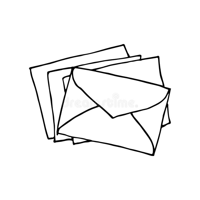 Mail Icon, Stack Closed Envelopes, Email Symbol. Sketch Letter Stock ...