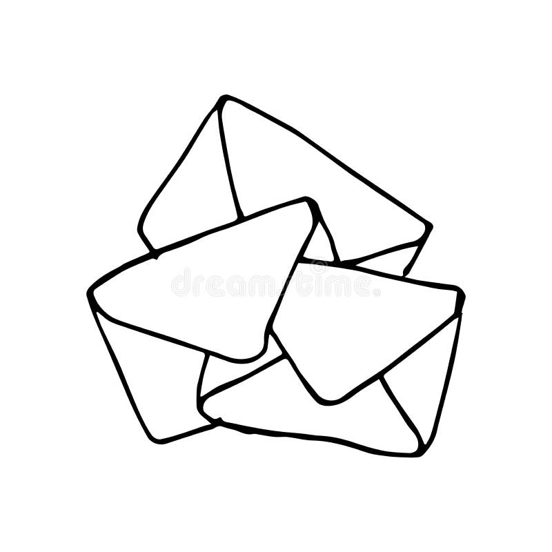 Mail Icon, Stack Closed Envelopes, Email Symbol. Sketch Letter Stock ...