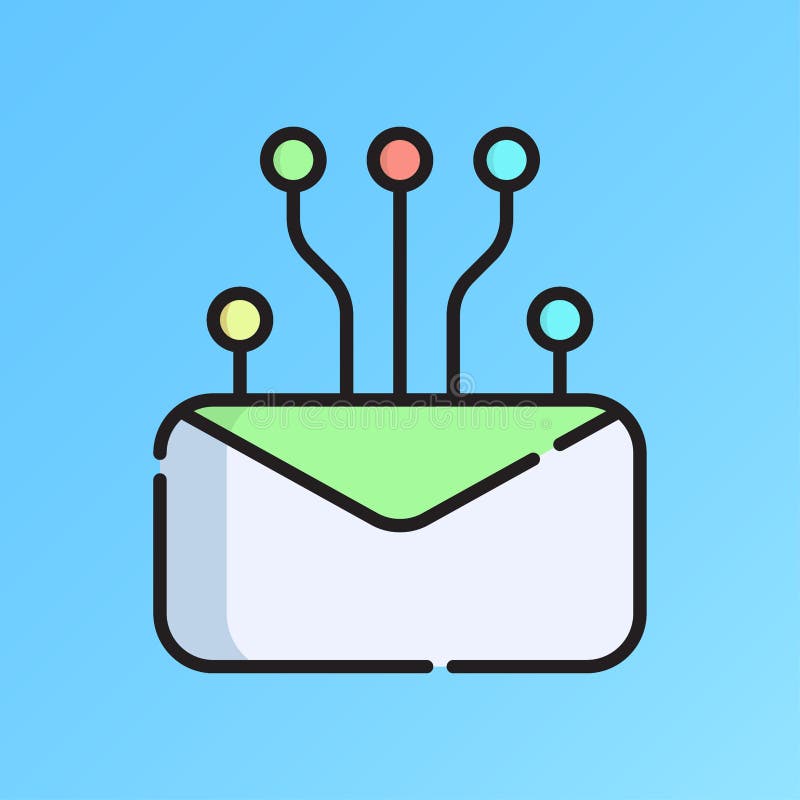 Mail Icon Vector Illustration. Flat Outline Cartoon. Cyber Security ...