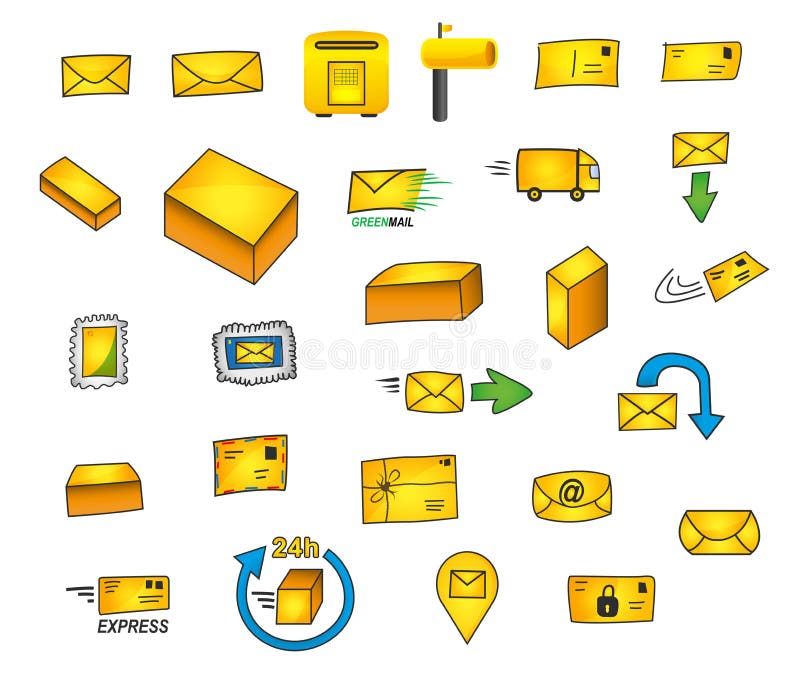 27 Mail Icons - Hand Drawn Vector Graphics Stock Illustration ...