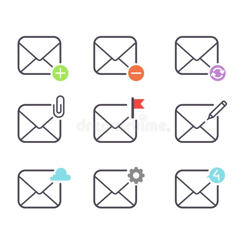 Mail icons vector set. stock vector. Illustration of post - 79698147