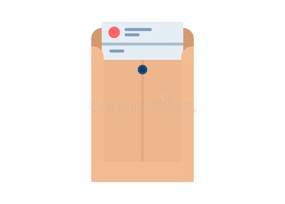 Mail Inside Brown Envelope. Simple Flat Illustration. Stock Vector ...
