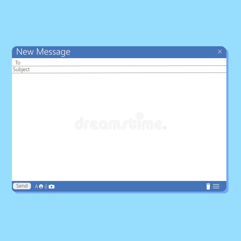 Email Interface. Mail Window Template, Internet Message Isolated Frame ...