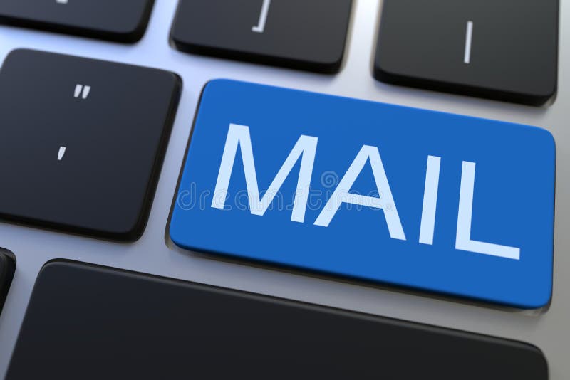 MAIL Key on Computer Keyboard. 3D Rendering Stock Illustration ...