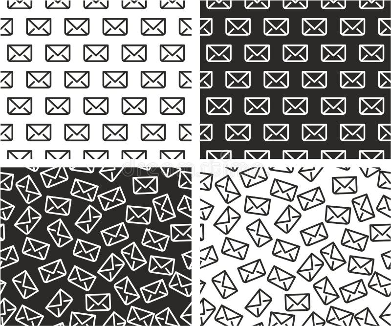 Mail Letter Aligned & Random Seamless Pattern Set Stock Vector ...