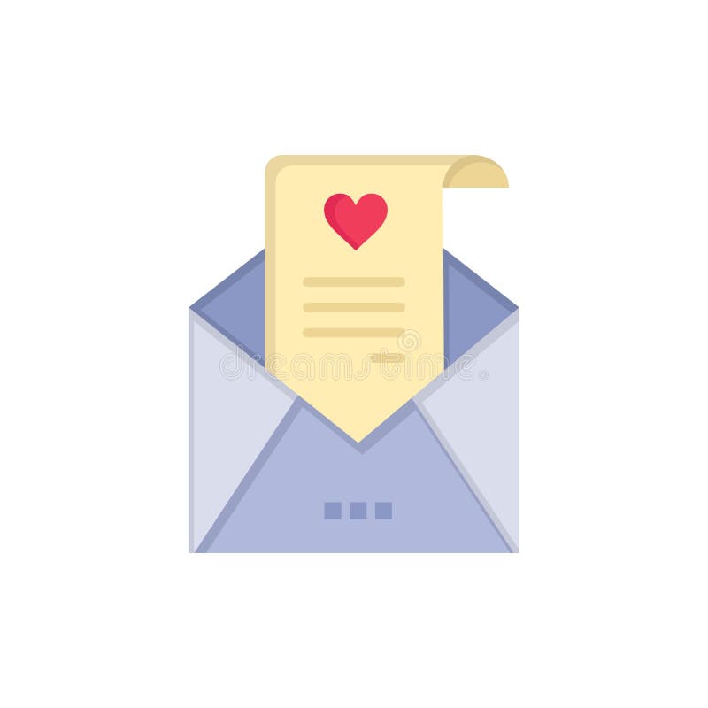 Mail, Love Letter, Proposal, Wedding Card Flat Color Icon. Vector Icon ...