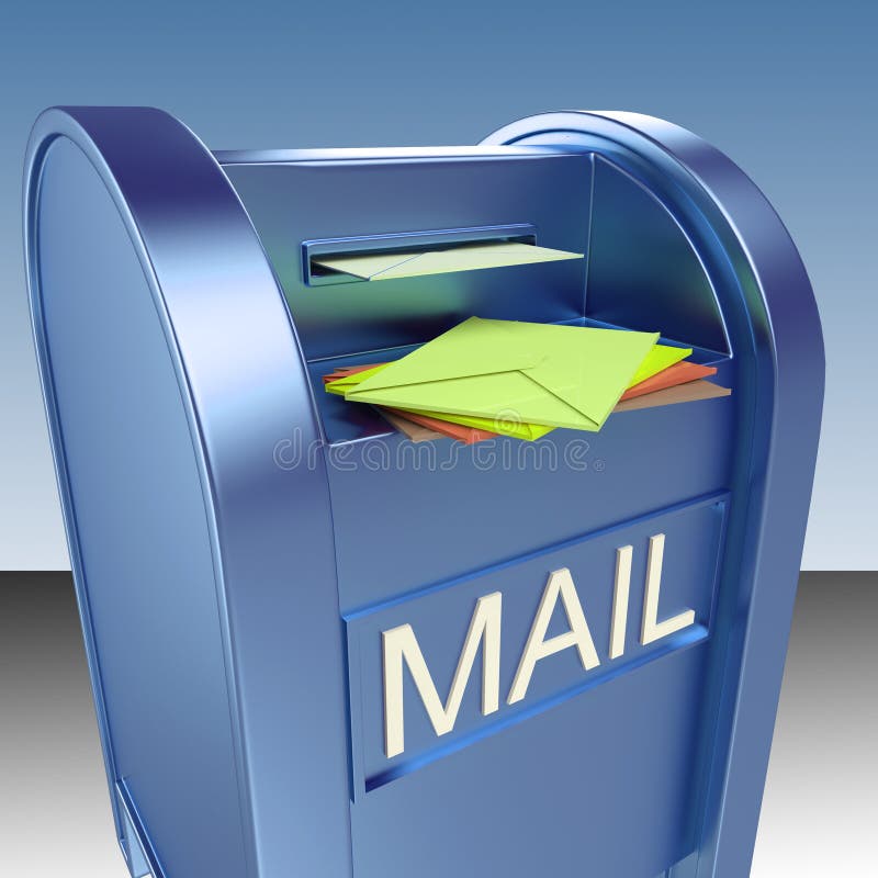 Mail on Mailbox Shows Mail Post Stock Illustration - Illustration of ...