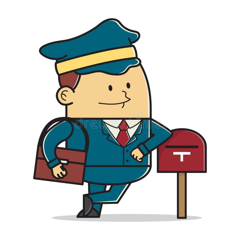 Postman with mailbox stock vector. Illustration of concept - 61255401