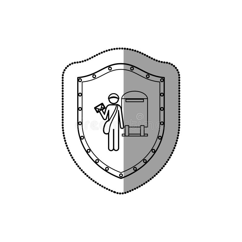 Mail man icon stock vector. Illustration of shield, figure - 84916628
