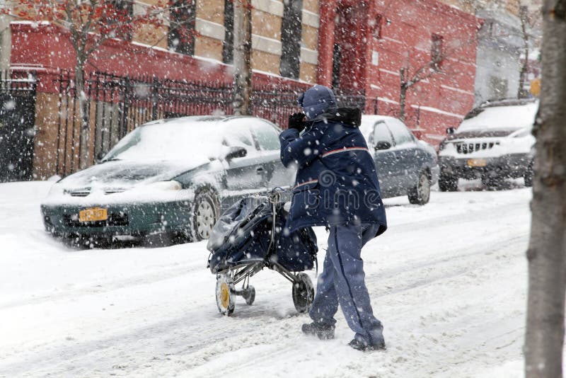 Mail Man during Snow Storm in New York Editorial Stock Photo - Image of ...