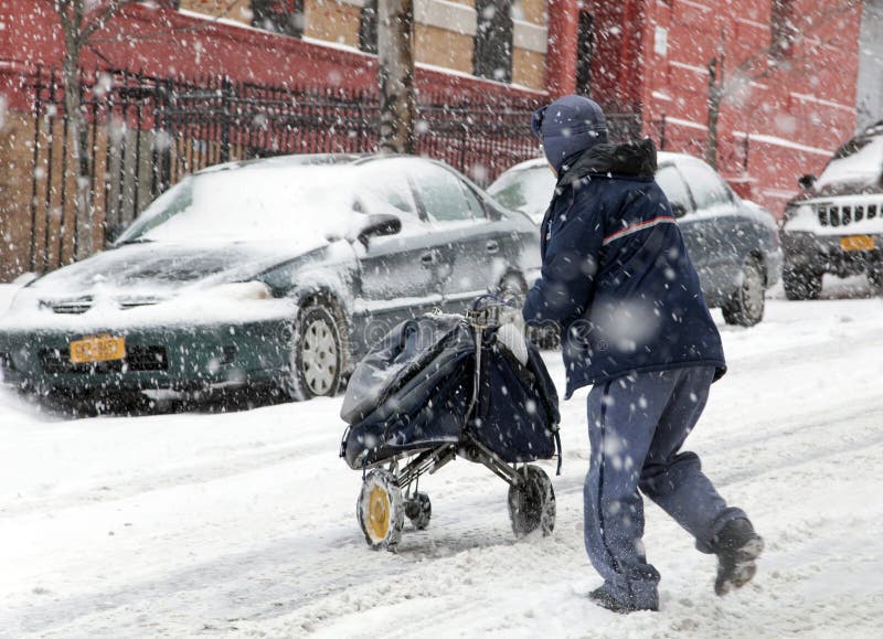 Mail Man during Snow Storm in New York Editorial Photography - Image of ...