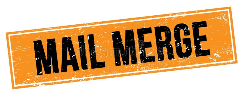 MAIL MERGE Text on Black Orange Grungy Rectangle Stamp Stock ...