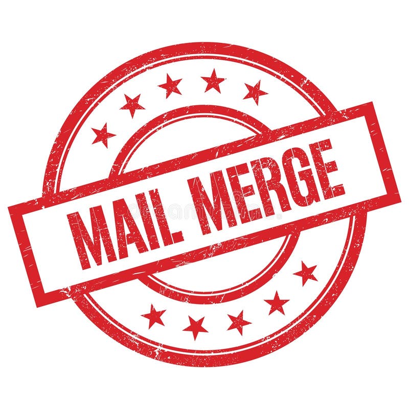 MAIL MERGE Text Written on Red Vintage Round Stamp Stock Illustration ...