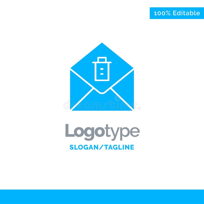 Mail, Message, Delete Blue Solid Logo Template. Place for Tagline Stock ...