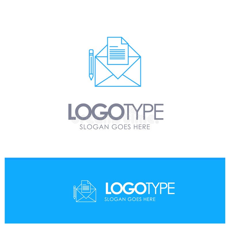 Mail, Message, Fax, Letter Blue OutLine Logo with Place for Tagline ...