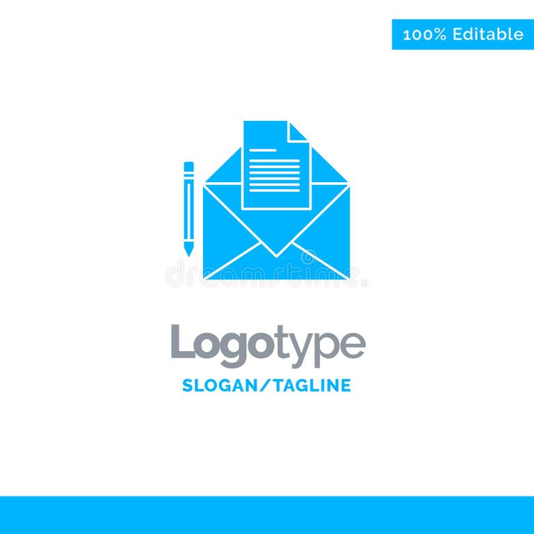 Mail, Message, Fax, Letter Blue Solid Logo Template. Place for Tagline ...