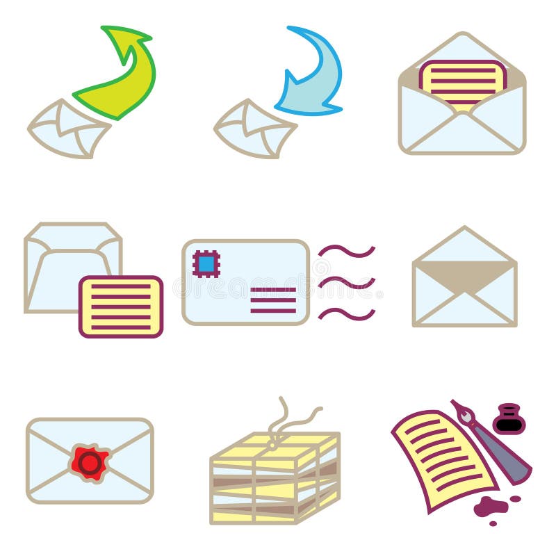 Mail and message icons stock illustration. Illustration of shape - 24534305