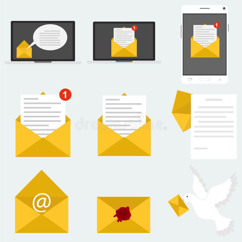 Mail, message, letter. stock illustration. Illustration of internet ...