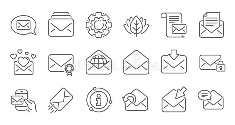 Mail Message Line Icons. Newsletter, E-mail, Correspondence. Linear ...