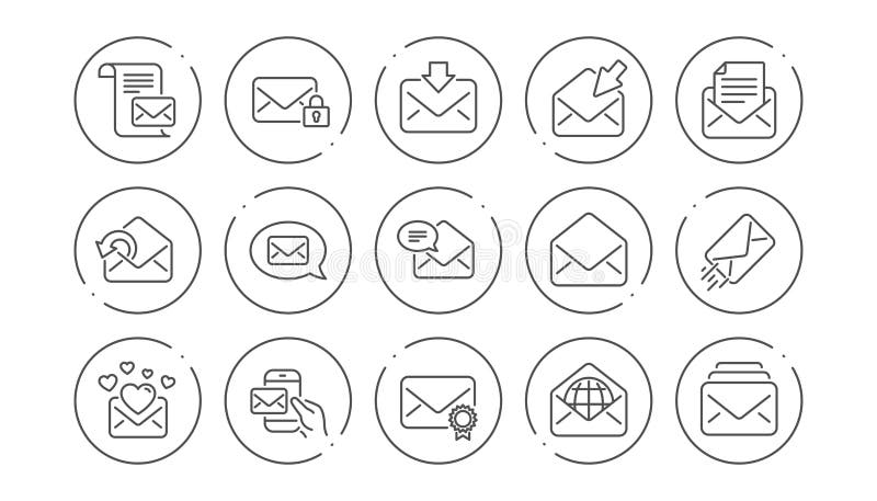Mail Message Line Icons. Newsletter, E-mail, Correspondence. Linear ...