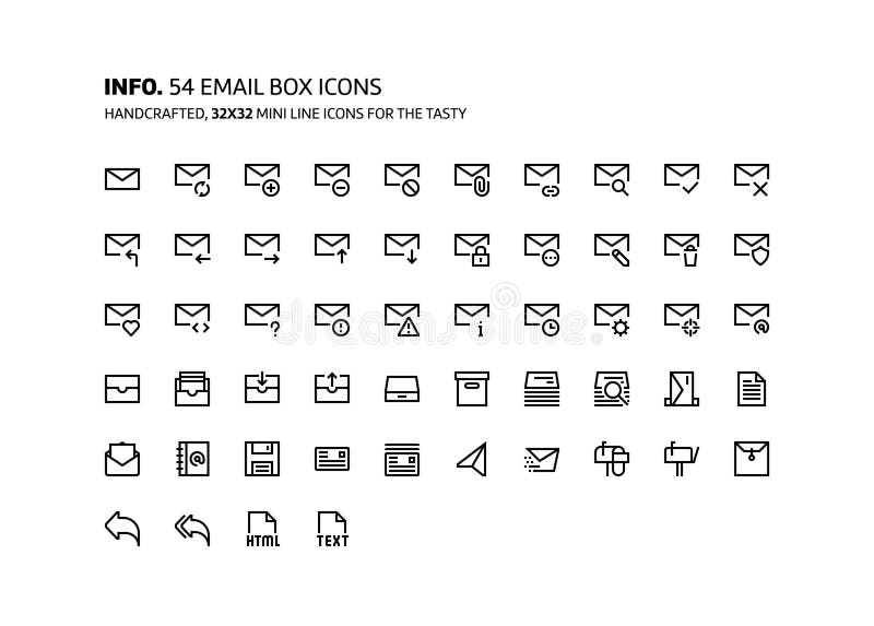 Emaling and Messaging Mini Line, Illustrations, Icons Stock Vector ...
