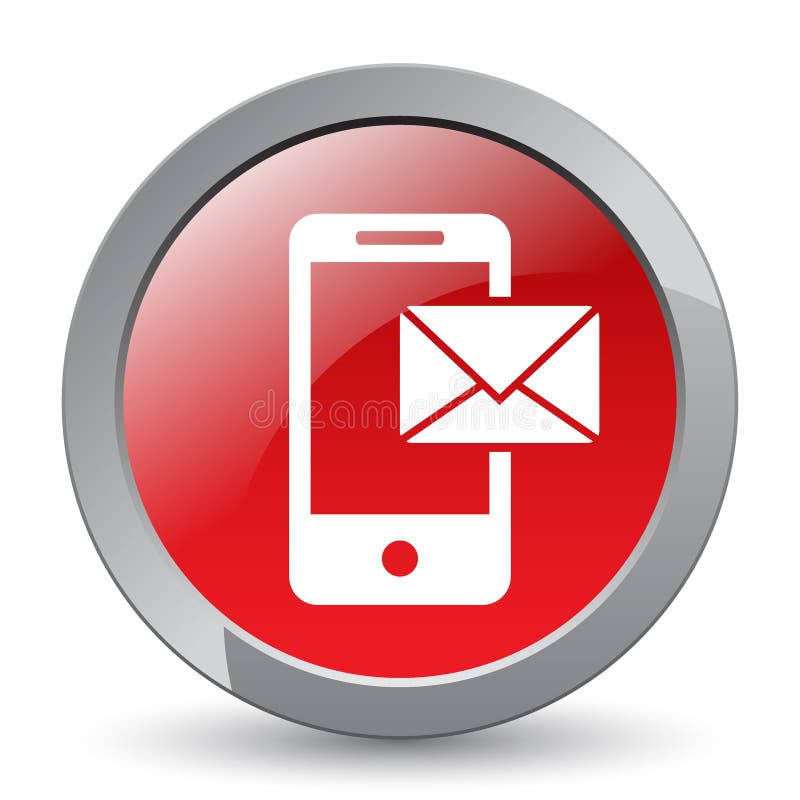Mail on mobile icon stock illustration. Illustration of contact - 124307539