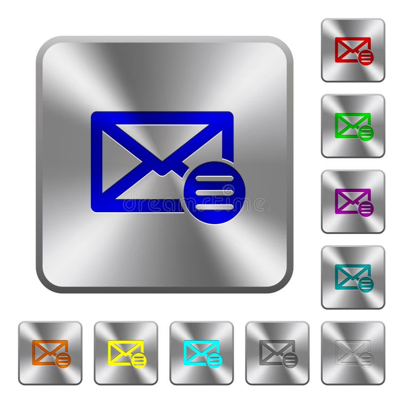 Mail Options Rounded Square Steel Buttons Stock Vector - Illustration ...