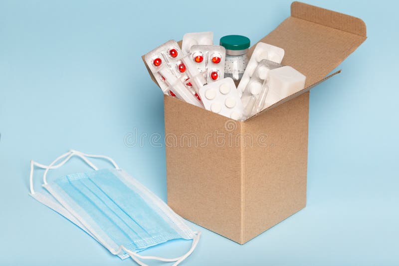 Mail Order Medication Containers with Shipping Boxes. Stock Image ...