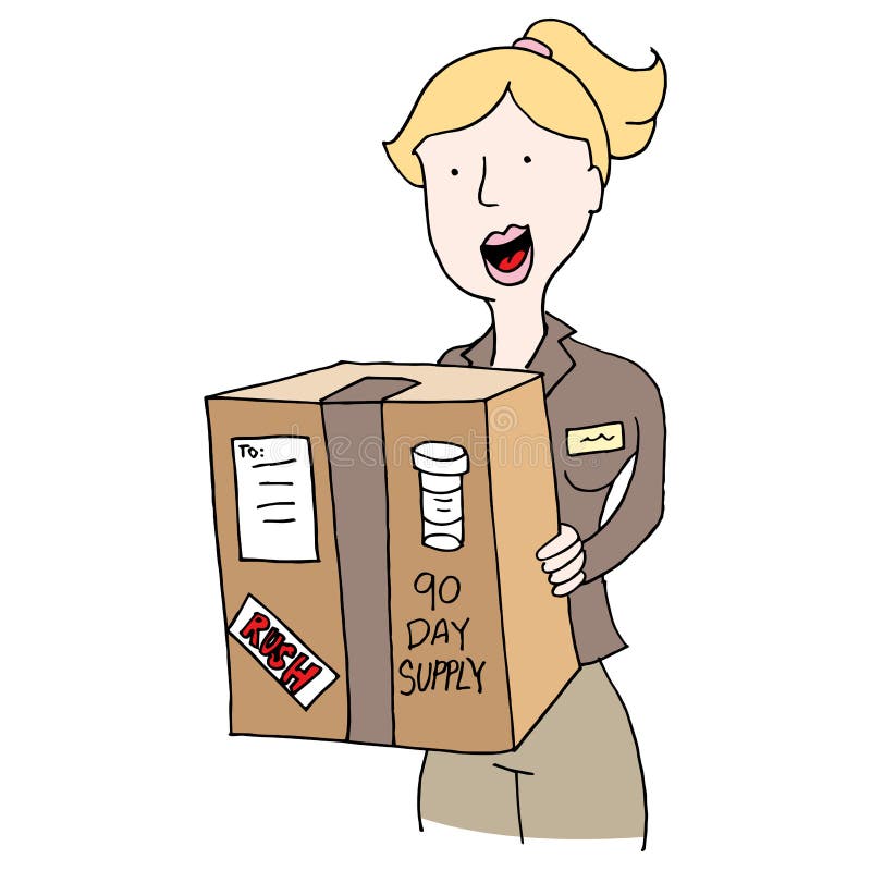 Mail Order Medication Delivery Girl Stock Vector - Illustration of ...