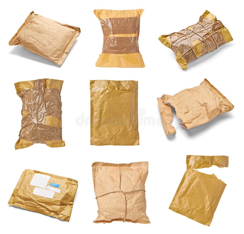 Mail Package Envelope Box Used Open Postal Stock Image - Image of ...