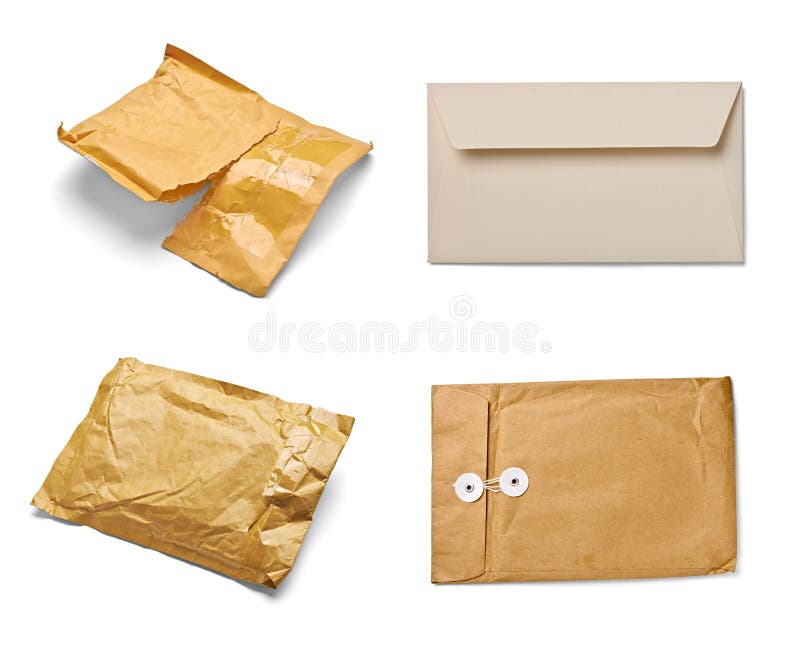 Mail Package Envelope Box Used Open Postal Stock Photo - Image of ...