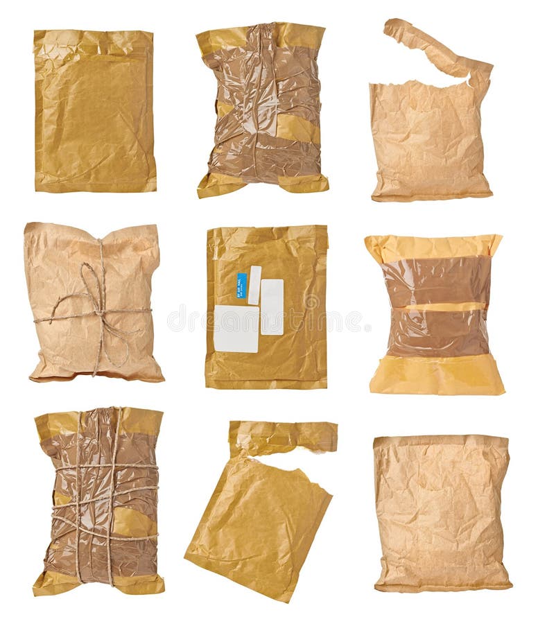 Mail Package Envelope Box Used Open Postal Stock Image - Image of ...