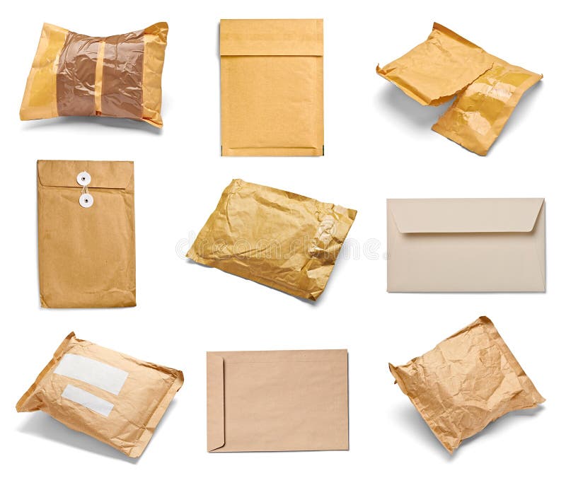 Mail Package Envelope Box Used Open Postal Stock Image - Image of ...