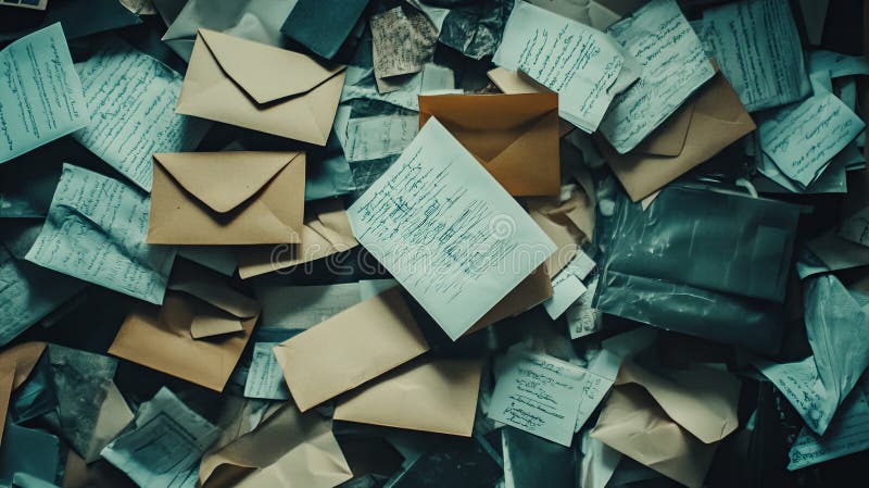 Mail Pile with Flyers and Unopened Envelopes. Stock Illustration ...