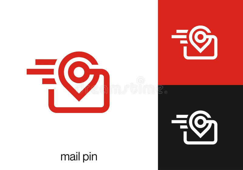 Mail with Pin Fast Delivery Logo Design Vector Stock Illustration ...