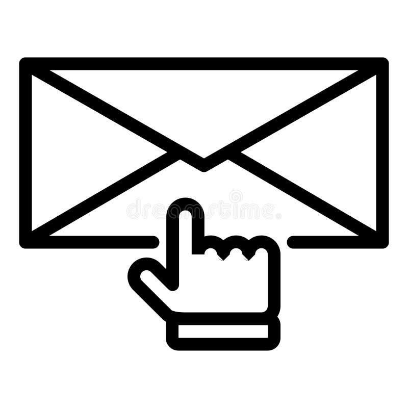 Mail with Pointing Finger Line Style Icon for Application and Website ...